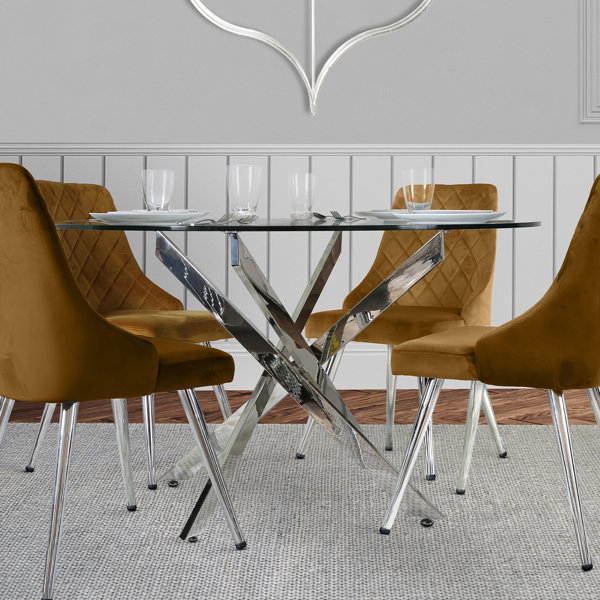 Zipcode Design Lexington Round Dining Table for Dining Room Furniture, Glass Top and Metal ...